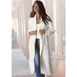 Lascana Longstrickjacke wei&szlig; Gr. 36/38 f&uuml;r Damen. Figurumspielend. Nachhaltig.