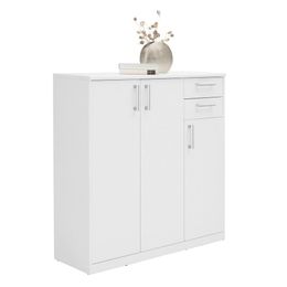 Xora Kommode, Wei&szlig;, Holzwerkstoff, 5 F&auml;cher, 2 Schublade(n) Schubladen, 106x110x36 cm, Beim&ouml;bel erh&auml;ltlich, Wohnzimmer, Kommoden & Sideboards, Kommoden