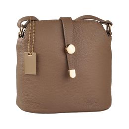 Florence Bags Leder-Umhängetasche "Larissa" in Taupe - (B)26 x (H)21 x (T)12 cm - 70% | Damen-taschen