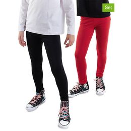 Denokids 2er-Set: Leggings in Rot/ Schwarz - 52% | Größe 104 | Kinderhosen