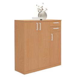 Xora Kommode, Buche, Holzwerkstoff, 5 F&auml;cher, 2 Schublade(n) Schubladen, 106x110x36 cm, Wohnzimmer, Kommoden & Sideboards, Kommoden