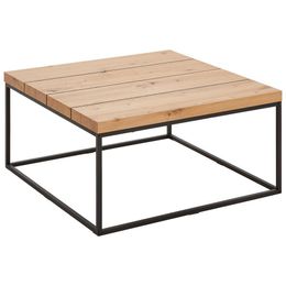 P & B Couchtisch, Schwarz, Eiche, Metall, Holzwerkstoff, quadratisch, Flachrohr, 40x80x80 cm, Fsc, Wohnzimmer, Wohnzimmertische, Couchtische