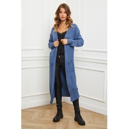So Cachemire Longcardigan "Acor" in Blau - 71% | Größe S | Damen-pullover-cardigans