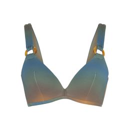 LINGA DORE Bikini-Oberteil in Blau/ Hellbraun - 73% | Größe 38F-Cup | Damen-bademode