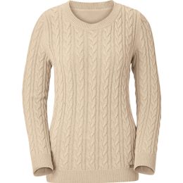 CR&Eacute;ATION L Damen Strickpullover mit Zopfmuster sand Gr&ouml;&szlig;e 38