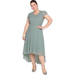sheego Damen Abendkleid mit Flügelärmeln eukalyptus Größe 46