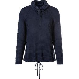 CR&Eacute;ATION L Damen Rollkragenpullover mit Tunnelzug und Bindeband marine Gr&ouml;&szlig;e 40