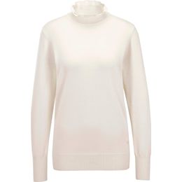 CREATION L PREMIUM Damen Stehkragenpullover mit R&uuml;schenverzierung champagner Gr&ouml;&szlig;e 40