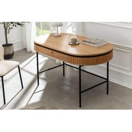 Riess Ambiente Moderner Schreibtisch ATELIER 120cm natur Eiche Konsolentisch schwarz mit Schublade Riess-Ambiente oval