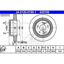 ATE Bremsensatz-Hinterachse Standard Disc / Ceramic Bremsensatz, Scheibenbremse hinten rechts links belüftet 278mm für MERCEDES-BENZ A1244231012 12442