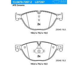 ATE Bremsbelagsatz, Scheibenbremse Ceramic 13.0470-7267.2 vorne rechts links f&uuml;r BMW 34116851269 34116775322