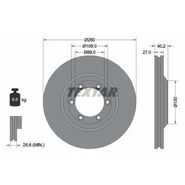TEXTAR Bremsscheibe PRO vorne rechts links innenbel&uuml;ftet 280mm f&uuml;r ISUZU CHEVROLET 8979488040 97360677 8980062591 92174803
