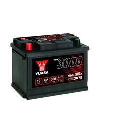 Yuasa YBX3000 - SMF 12V 62Ah 550A Starterbatterie für HYUNDAI ALFA ROMEO DAEWOO KIA FIAT TOYOTA LANCIA 51018463 28800-YZZAX 01579A111K YBX3078