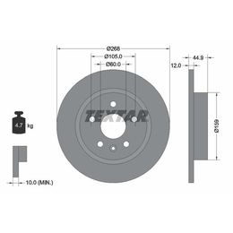 TEXTAR Bremsscheibe PRO hinten rechts links voll 268mm für VAUXHALL OPEL CHEVROLET 1350214 569074 23118283 92205503