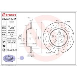 Brembo Bremsscheibe hinten rechts links Gelocht 300mm f&uuml;r MERCEDES-BENZ (BBDC) A2044230612 2044231512 A2044231512 08.A612.4X