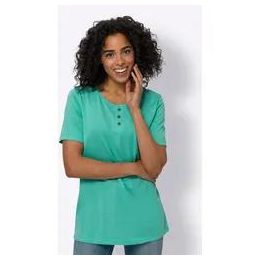 Longshirt Classic Basics "Longshirt", Damen, Gr. 40, gr&uuml;n (blaugr&uuml;n, meliert), 65% Polyester, 35% Baumwolle, meliert, Rundhals, Shirts Longshirt