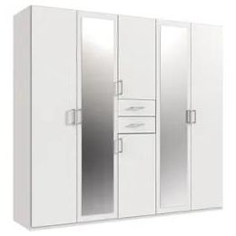 Kleiderschrank wimex "Diver Dreht&uuml;renschrank mit Spiegel, 180, 225 o. 270cm breit", wei&szlig; (wei&szlig;, griffe alu), B:225cm H:207cm T:58cm, Schr&auml;nke, Kleiderschrank, Bestseller Schlafzimmerschrank wahlweise 3 Innenausstattungen, Topseller