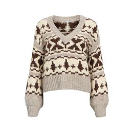 Object Pullover 'OBJAZTEC' Damen Gr&ouml;&szlig;e M creme / beigemeliert / dunkelbraun