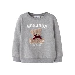 name it Sweatshirt 'NMFRear' Mädchen Größe 110 beige / graumeliert / weiß
