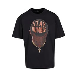 Mister Tee T-Shirt 'Stay Humble' Herren Größe L nude / dunkelorange / schwarz