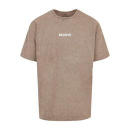 Merchcode T-Shirt 'Believe Front' Herren Größe S braun / weiß