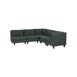 Beliani 5-tlg Ecksofa UNSTAD in Grün/Schwarz | Gr.: onesize