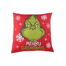 The Grinch Kissen - Merry Grinchmas Pl&uuml;sch Zierkissen 40 x 40 cm in rot | Gr.: onesize