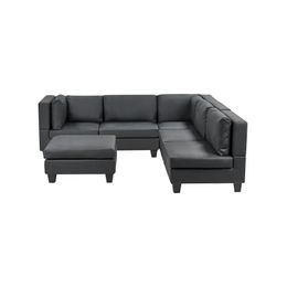 Beliani 6-tlg Modulsofa UNSTAD in Schwarz/Schwarz | Gr.: onesize