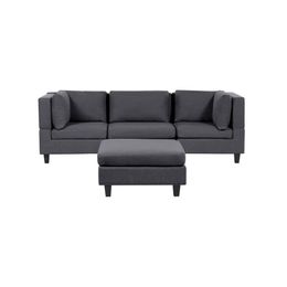 Beliani 4-tlg 3-Sitzer Sofa UNSTAD in Grau/Schwarz | Gr.: onesize