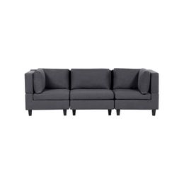 Beliani 3-tlg 3-Sitzer Sofa UNSTAD in Grau/Schwarz | Gr.: onesize
