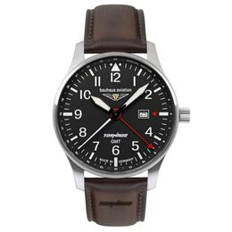 BAUHAUS Herrenarmbanduhr Aviation GMT Tornado Braun/Schwarz | Gr.: onesize