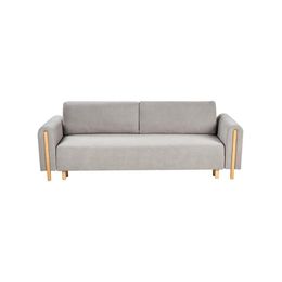 Beliani Schlafsofa KVAM in Grau/Braun - (W) 242 x (H) 85 x (L) 99 cm | Gr.: onesize