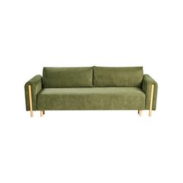 Beliani 3-Sitzer Sofa KVAM in Grün/Braun - (W) 242 x (H) 85 x (L) 99 cm | Gr.: onesize