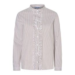 More & More More & More gestreifte Stretch-Rüschenbluse in white espresso brown woven blouse stripe | Gr.: 38