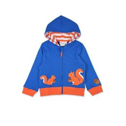 Toby tiger Sweatjacke mit Kapuze und mit Eichhörnchen-Applikation in blau | Gr.: 92