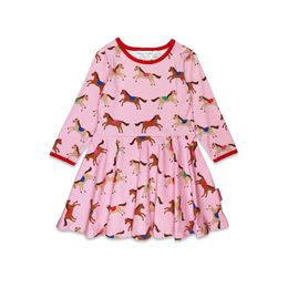 Toby tiger Jersey Skaterkleid langarm mit Pferde Print in rosa | Gr.: 122