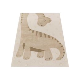 KADIMA DESIGN Kinderteppich kleiner Dinosaurier Kinderzimmer in Beige | Gr.: 80 x 150 cm