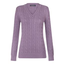 Felix Hardy Grobstrick Zopfmuster V-Ausschnitt Pullover in Lila-lm | Gr.: S
