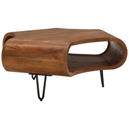 Livetastic Couchtisch Malabo, Schwarz, Akazie, Holz, Metall, Akazie, vollmassiv, Holz, Freiform, Haarnadel, 95x39x95 cm, einfacher Aufbau, Wohnzimmer, Wohnzimmertische, Couchtische