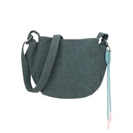 Schultertasche Fritzi aus Preussen "Sue02 Suede Jacky Soft Dark Anthra", Damen, Gr. B/H/T: 10cm x 23cm x 21cm, petrol, Kunstfaser, unifarben, Taschen, mit modischer Kordelschnur