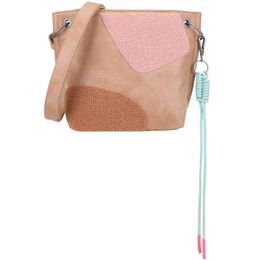 Schultertasche Fritzi aus Preussen "Fritzi03 Limited Happy Flocked Jive Soft Berry", Damen, Gr. B/H/T: 8cm x 28cm x 22cm, beige, Polyurethan (PU), bestickt, Taschen, mit moderner Flockung