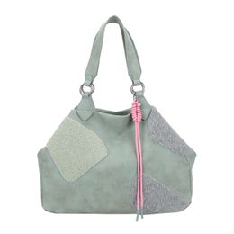 Henkeltasche Fritzi aus Preussen "Izzy Medium Limited Happy", Damen, Gr. B/H/T: 16cm x 34cm x 45cm, mint, Polyurethan (PU), bestickt, Taschen, mit moderner und weicher Flockung