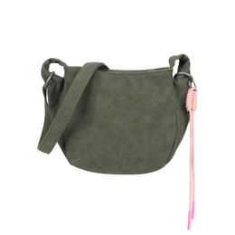Schultertasche Fritzi aus Preussen "Sue02 Suede Jacky Soft Dark Anthra", Damen, Gr. B/H/T: 10cm x 23cm x 21cm, olivgrün, Polyurethan (PU), unifarben, Taschen, mit modischer Kordelschnur