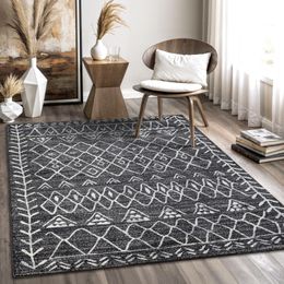 Teppich Sanat "Boho 8200", schwarz, B:80cm H:10mm L:200cm, Kunstfaser, Teppiche, Kurzflor, robust, Boho, Scandic, für Fussbodenheizung geeignet
