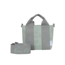 Schultertasche Fritzi aus Preussen "Fritzi Bini Vintage Salbeilini", Damen, Gr. B/H/T: 20cm x 15,5cm x 7cm, grau, grün, Polyurethan (PU), unifarben, Taschen, mit breitem Webbing-Schulterriemen