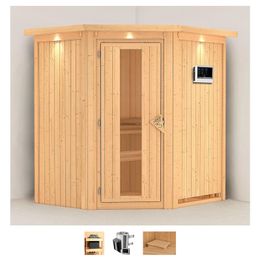 Sauna Karibu "Tomke", beige (naturbelassen), Saunaofen, externe Steuerung, 3,6 kW, Saunen, Ofen 3,6 kW externe Strg.easy