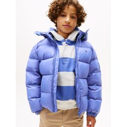 Steppjacke Tommy Hilfiger "ESSENTIAL DOWN JACKET", Jungen, Gr. 4 (104), soft sapphire, Web, Obermaterial: 100% Polyamid, unifarben, regular fit normal, Rundhals, eingesetzt elastischer Bund, Jacken, Kinder bis 16 Jahre