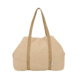 Henkeltasche Fritzi aus Preussen "Easy Izzy Limited Teddy", Damen, Gr. B/H/T: 15cm x 28cm x 41cm, beige, Kunstfaser, unifarben, Taschen, aus kuschelweichem Teddy
