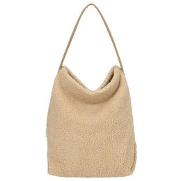 Schultertasche Fritzi aus Preussen "Easy Hobo Limited Teddy", Damen, Gr. B/H/T: 34cm x 35cm x 19cm, beige, Kunstfaser, unifarben, Taschen, im modernen Teddy-Look