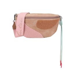 Schultertasche Fritzi aus Preussen "Medium Limited Happy Flocked Jive Soft Berry", Damen, Gr. B/H/T: 10cm x 16cm x 29cm, beige, Polyurethan (PU), bestickt, Taschen, mit weicher, moderner Flockung
